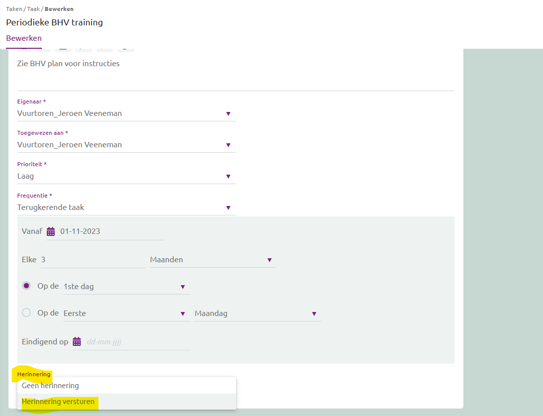 Een herinnering instellen – Pharius. Online guide!
