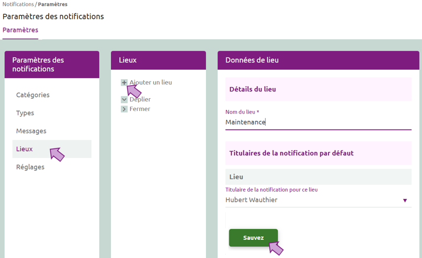 Créer et gérer des lieux – Pharius. Guide online
